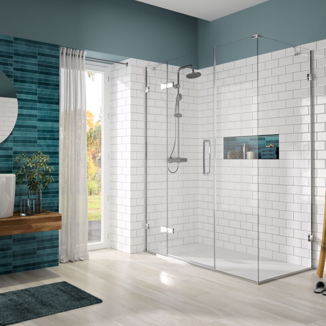 Merlyn Arysto Ten Hinge Door & 2 Inline Panels with Side Panel ...